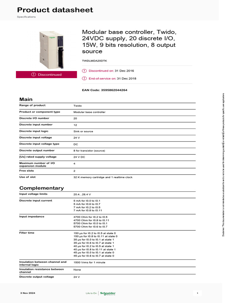 Twido Controller Discontinuation | PDF | Transistor | Power Supply