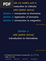 Grade 12 Maths Unit 2 UEE 2005 2016 Section 2 Application of Derivative | PDF