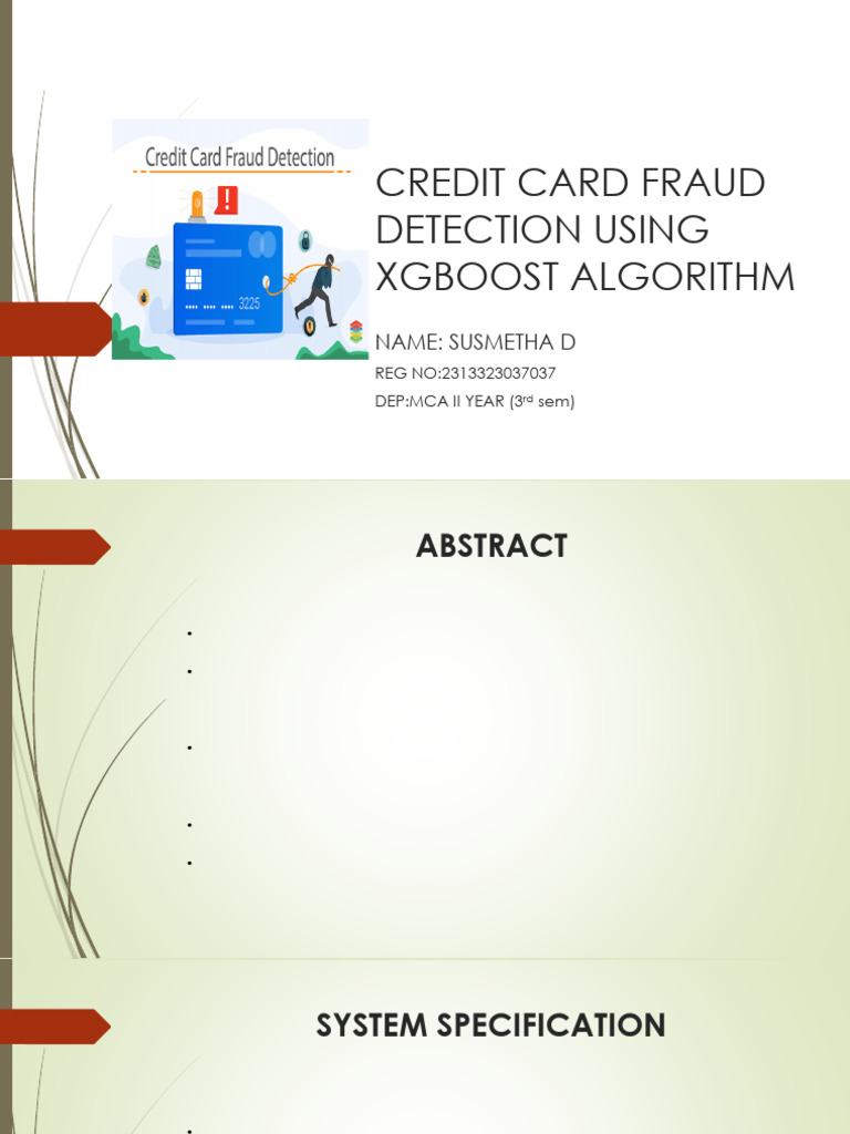 Credit Card Fraud Detection Using Xgboost Algorithm | PDF | Computing | Computer Science