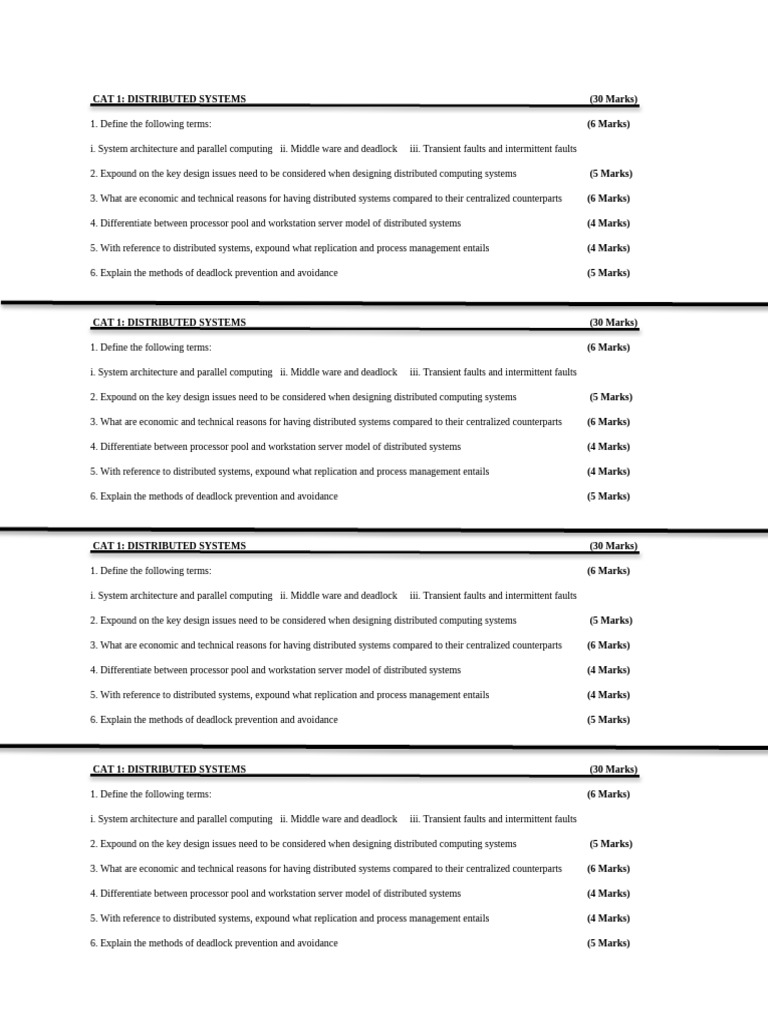 Distributed Systems CAT 1 | PDF | Distributed Computing | Parallel Computing