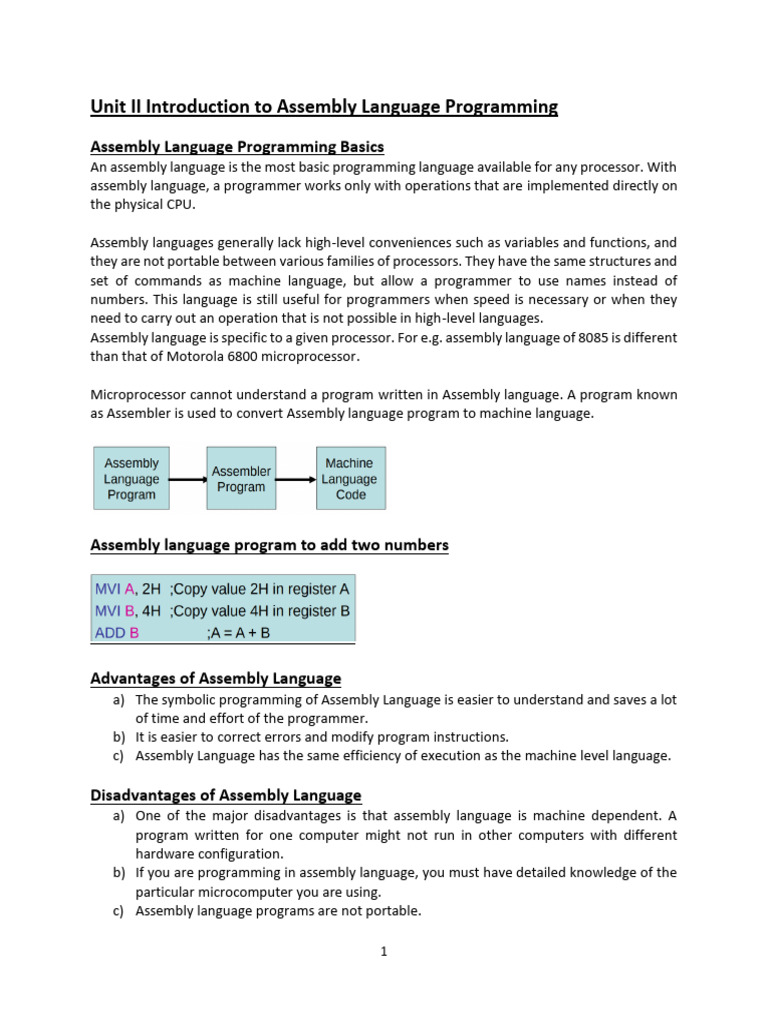 Unit-II-Assembly (1) | PDF | Assembly Language | Computer Program Unit-II-Assembly (1) | PDF | Assembly Language | Computer Program