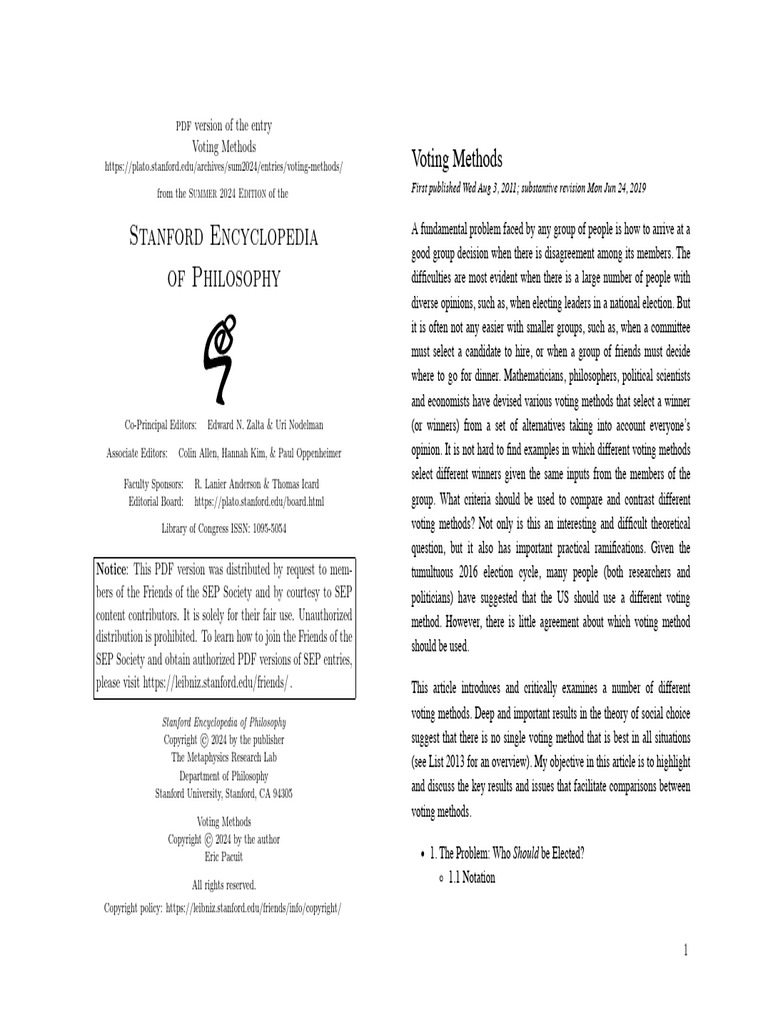 Voting Methods A4 | PDF | Voting | Two Round System