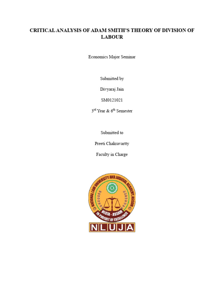 Adam Smith's Division of Labor Analysis | PDF | Economics | Division Of ...
