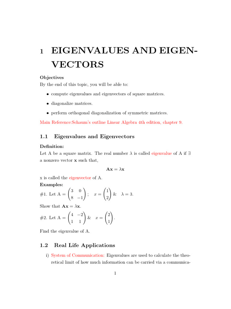 Eigenvalues and Eigenvectors | PDF | Eigenvalues And Eigenvectors ...