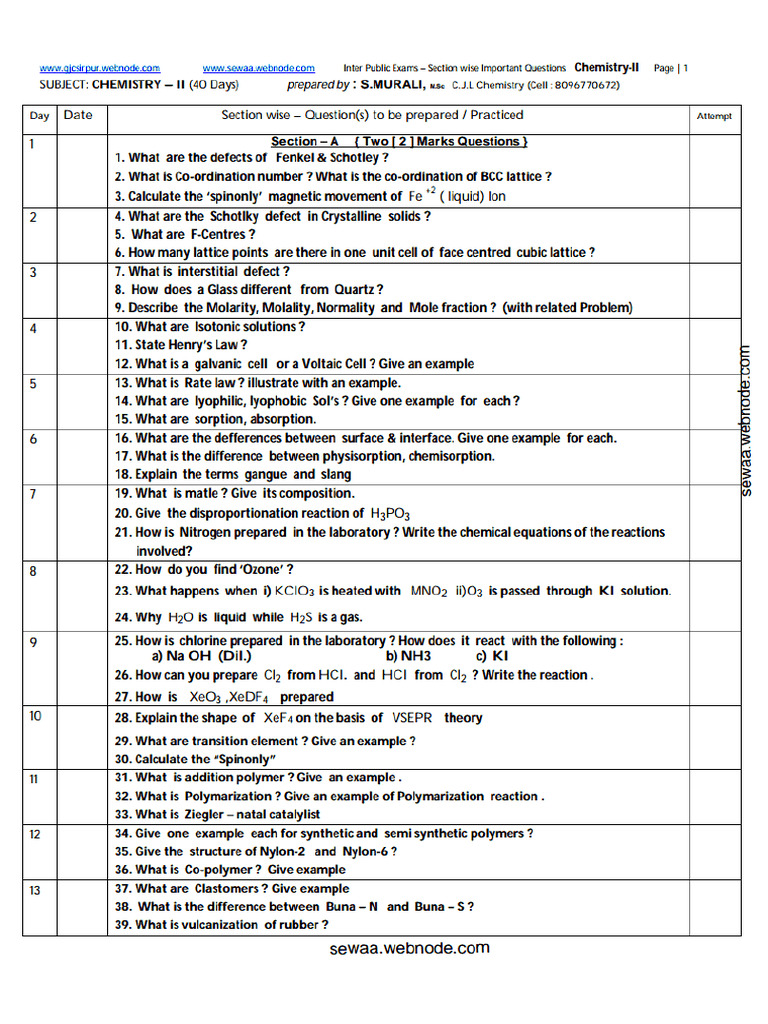2 Year Imp Chemistry | PDF