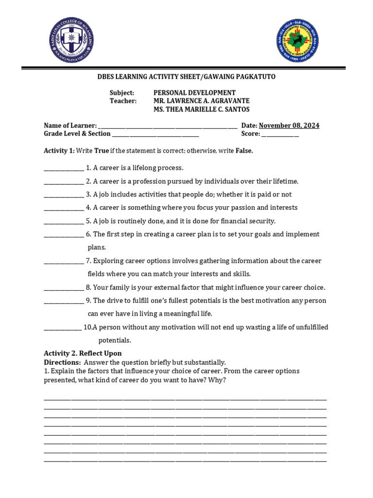 LAS PerDev - Nov 08 2024 | PDF | Motivation | Motivational