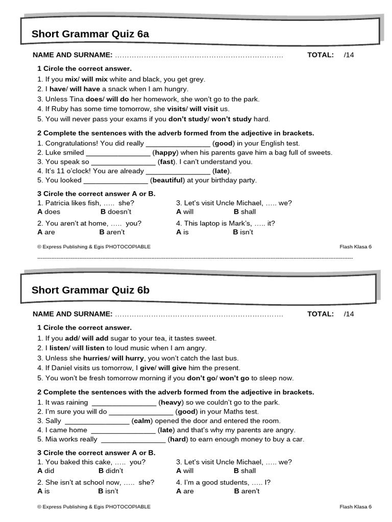 Flash 6 Grammar Quiz Overview | PDF | Linguistic Morphology | Syntax