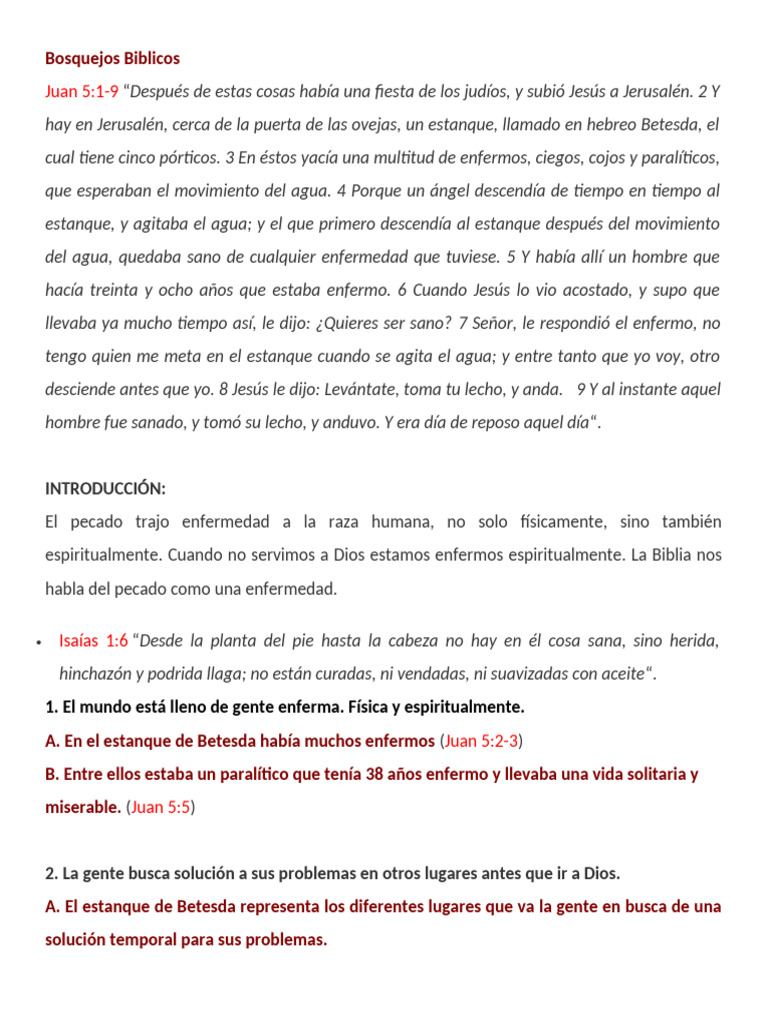 Bosquejos Biblicos Paralitico | PDF | Jesús | Creencia religiosa y doctrina