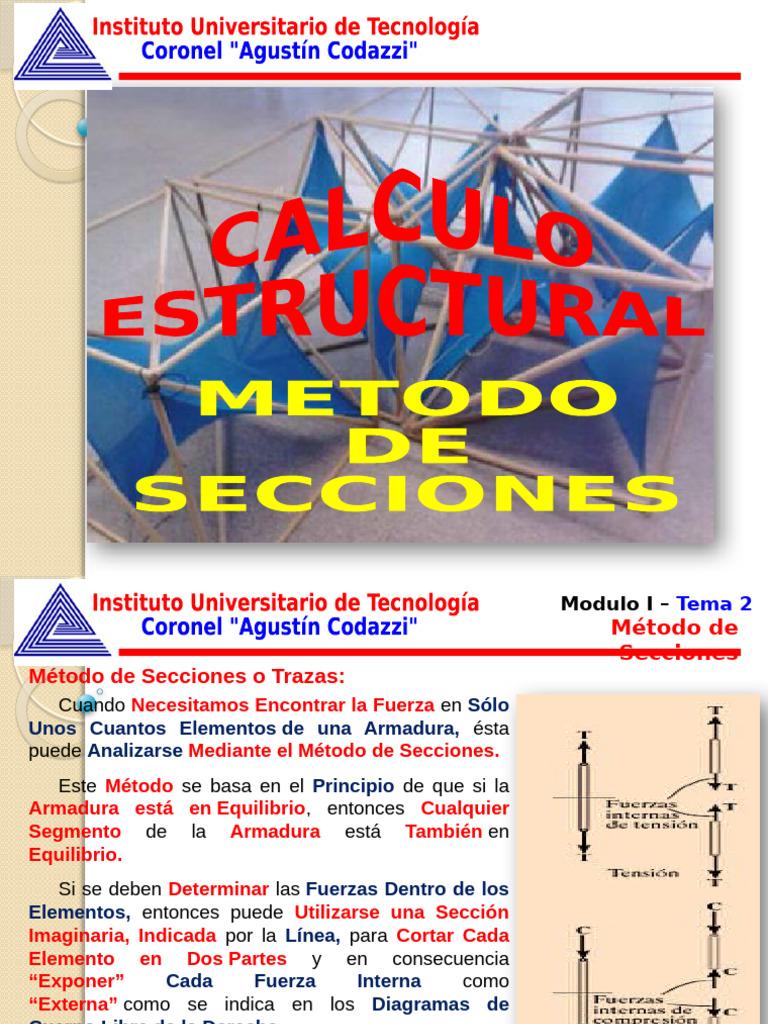 Calculo Estructural - Tema 1 - Metodo de Secciones o Trazas | PDF | Braguero | Fuerza