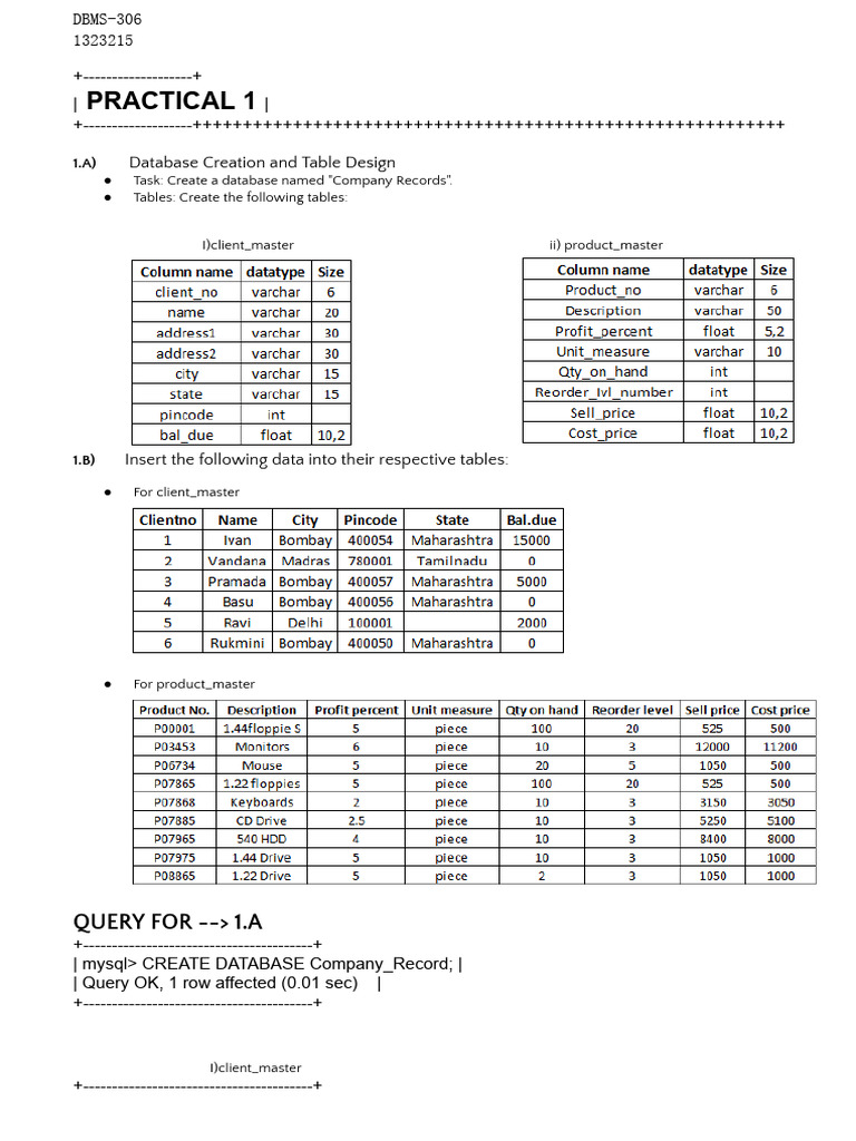 DBMS Practicle | PDF | Database Index | Database Transaction DBMS Practicle | PDF | Database Index | Database Transaction