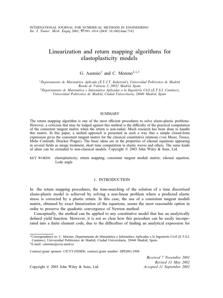 Linearization and Return Mapping Algorit | PDF | Tensor | Stress ...