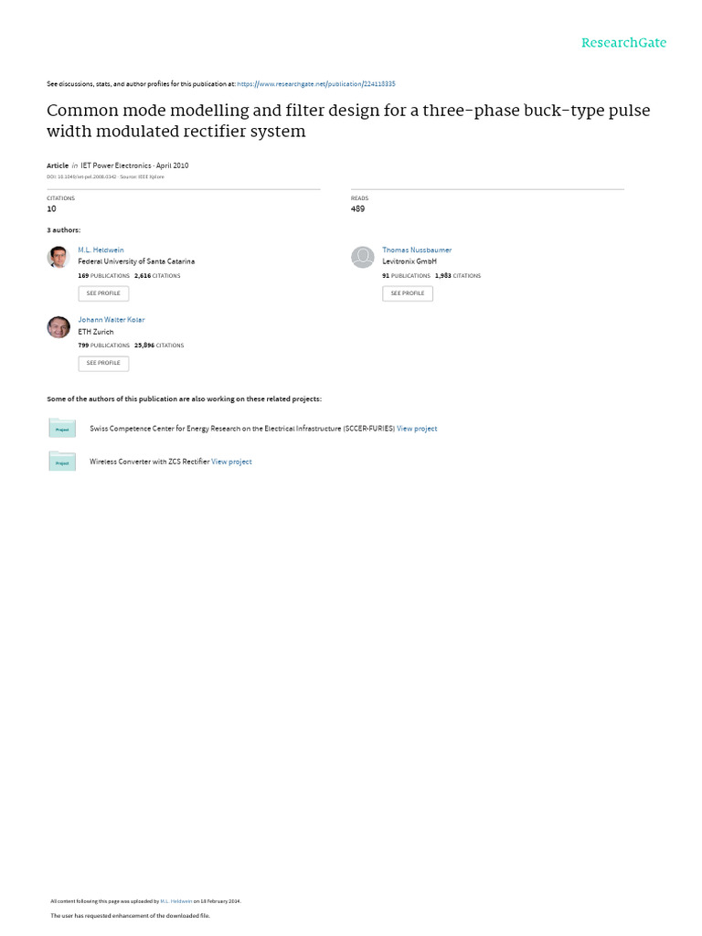 Common Mode Filter Design for PWM Rectifiers | PDF | Electronic Filter | Capacitor