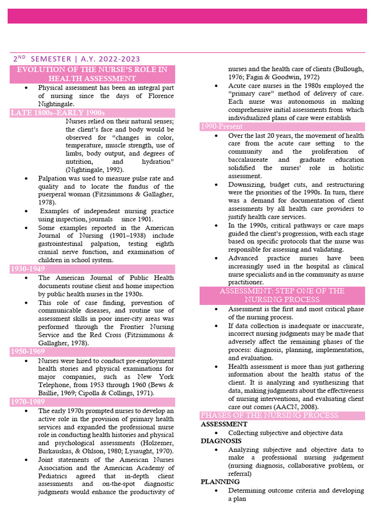 NCM 101 L1 | PDF | Physical Examination | Nursing