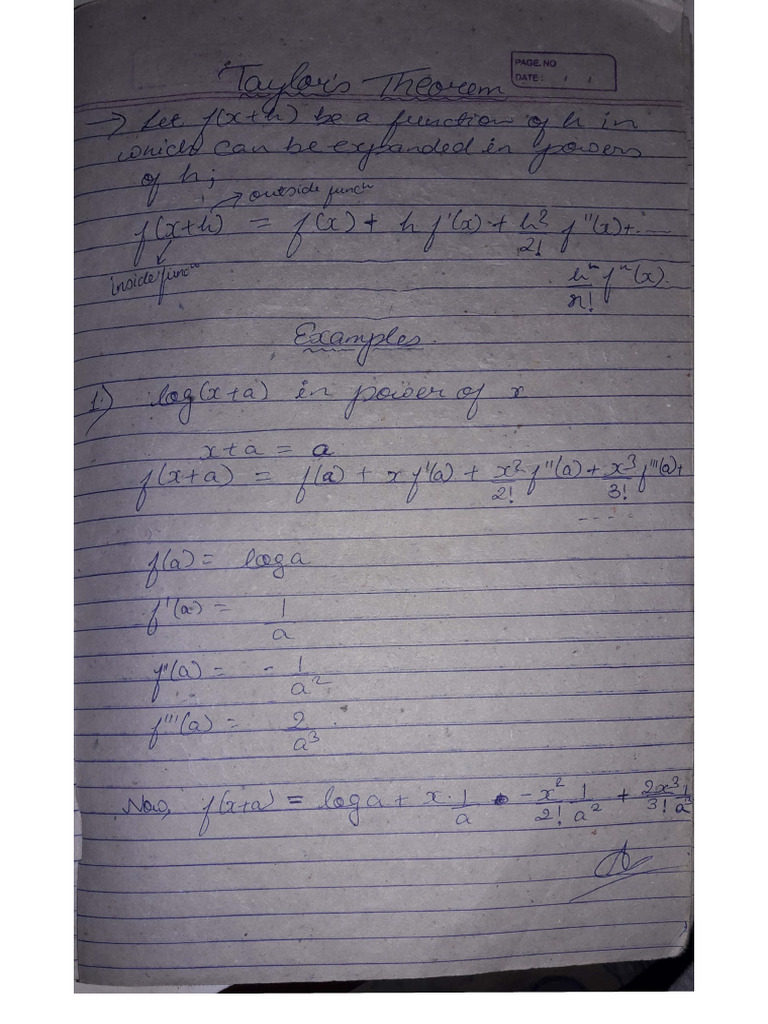 Taylors Theorem 6.1 (Samll Book) | PDF