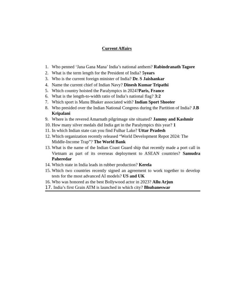 Current Affairs | PDF