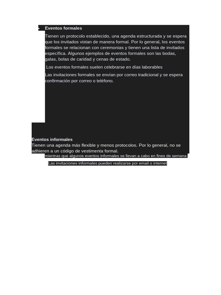 Definición y ejemplos de eventos formales | PDF