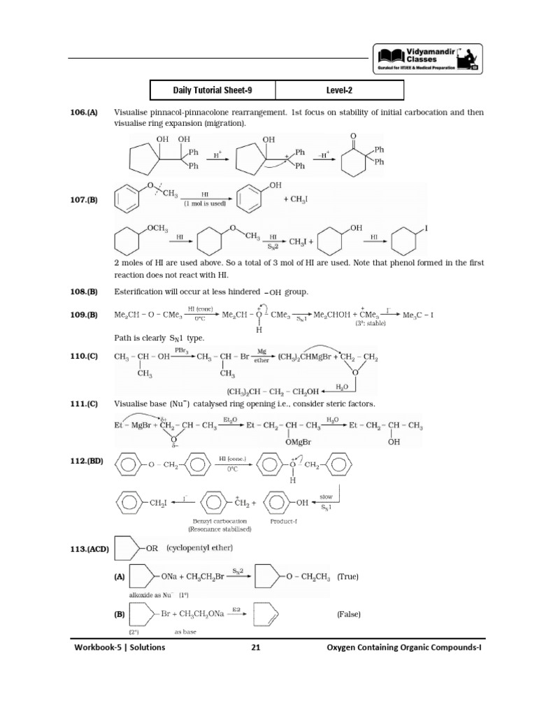 Oxygen Containing Organic Compounds-I - DTS 9 Sol | PDF
