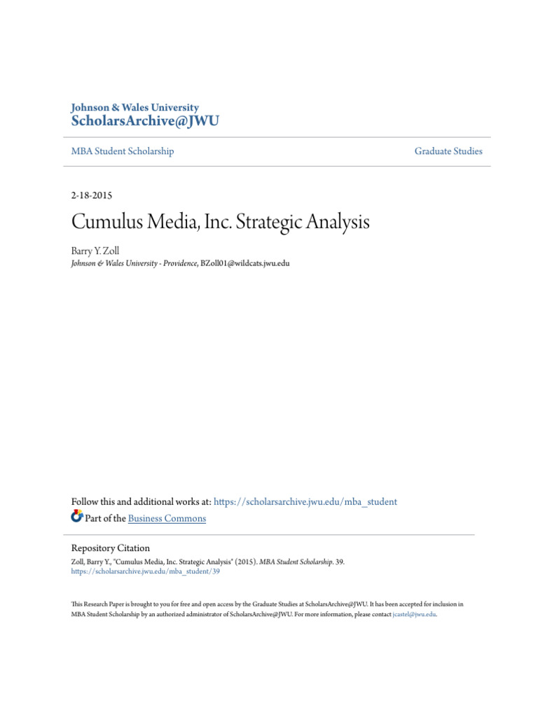 Cumulus Media Inc Strategic Analysis | PDF | Radio | Radio Broadcasting