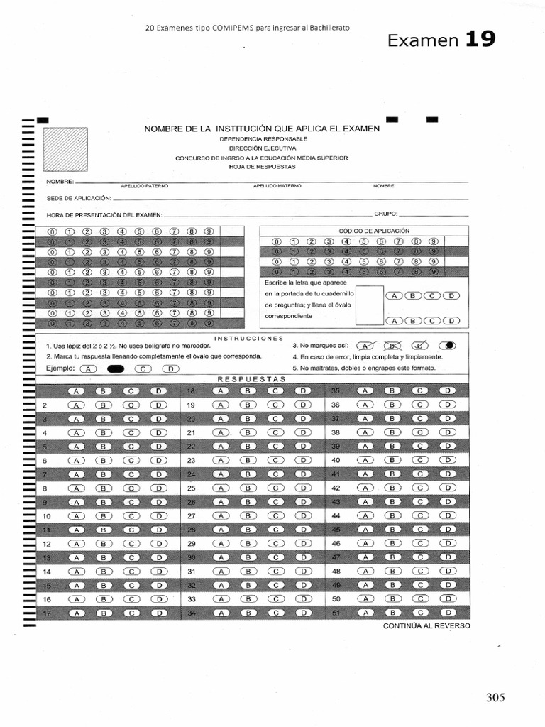Examen 19 Comipems 2021 | PDF