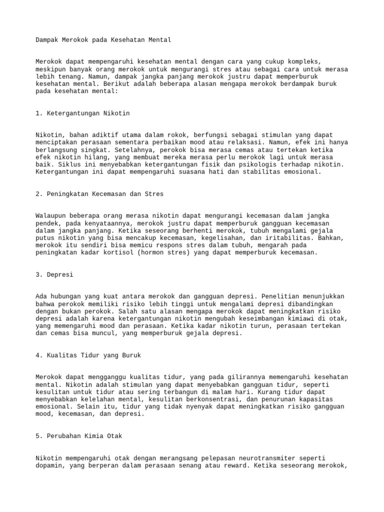 Merokok Berdampak Pada Kesehatan Mental | PDF