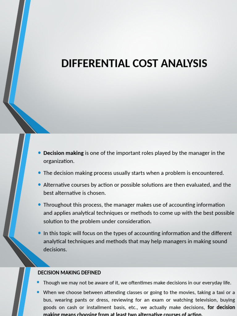 6 Relevant Differential Cost Analysis | PDF | Opportunity Cost | Decision Making