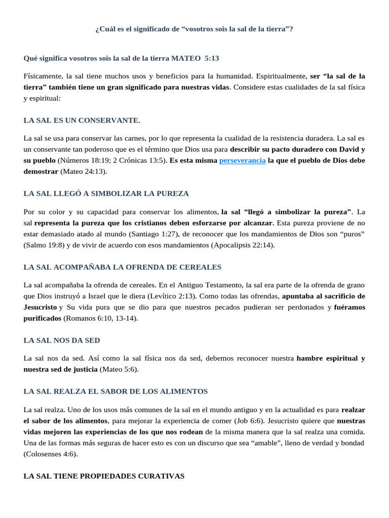 Cuál Es El Significado de LA SAL | PDF