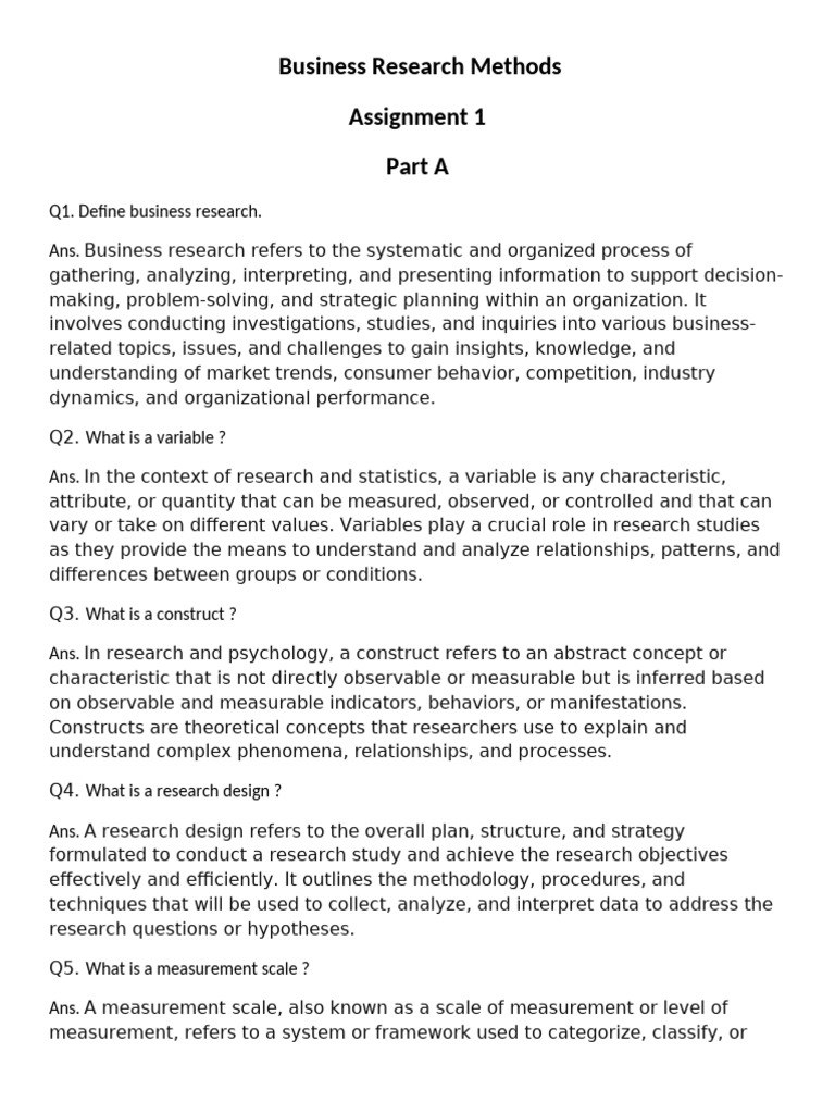 Business Research Methods Assignment 1 | PDF | Methodology | Survey Methodology