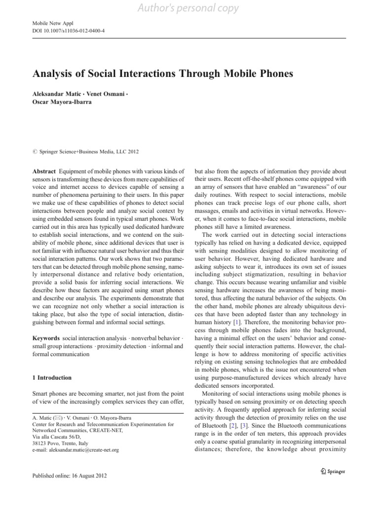 Analysis of Social Interactions Through Mobile Phones | PDF | Wi Fi