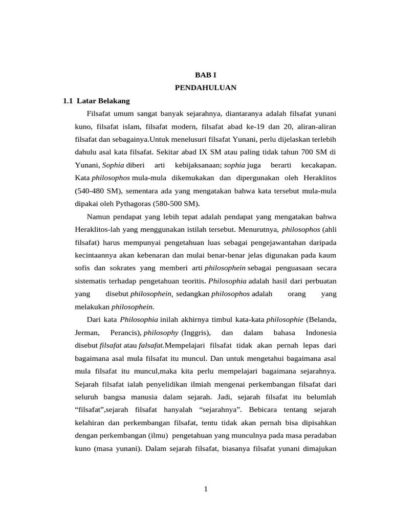 Sejarah Filsafat Dari Masa Yunani Kuno Sampai Sekarang | PDF