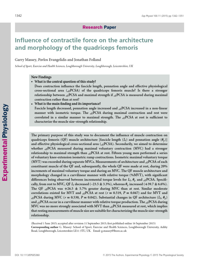Experimental Physiology - 2015 - Massey - Influence of Contractile ...