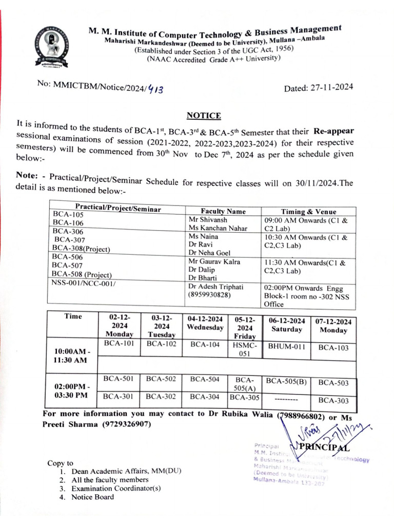 Sessional Re-Appear Date-Sheet | PDF