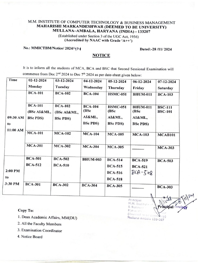 Session Date-Sheet For Regular Students | PDF