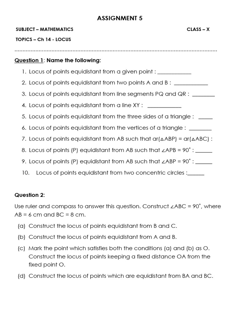 Assignment 5 (X) - Locus | PDF