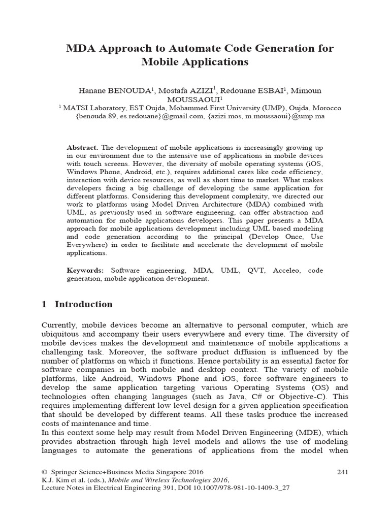Benouda2016-MDA Approach To Automate Code Generation For Mobile App ...