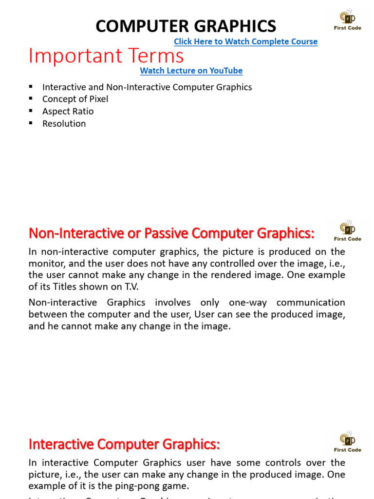 Lec-1.2 Basic Terms Related To CG | PDF | Display Resolution | Pixel