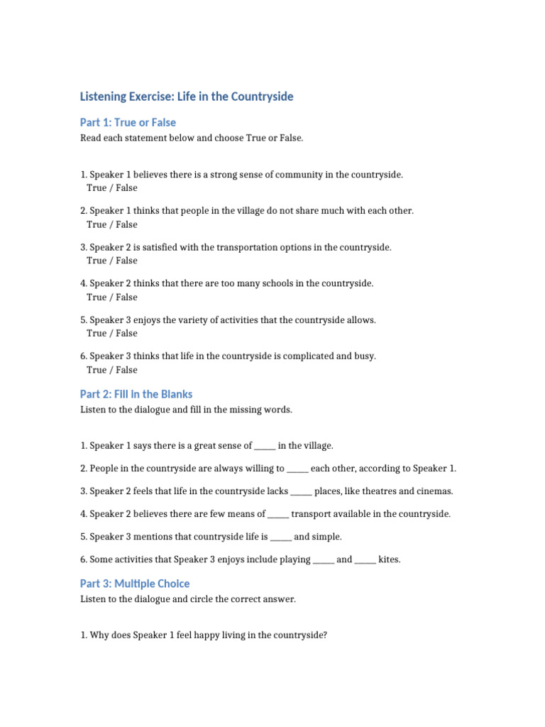 bài tập nghe unit 2 | PDF