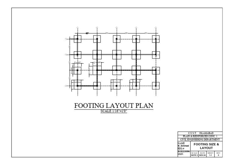 Footing Layout Plan: SCALE 1/16" 1'0" | PDF