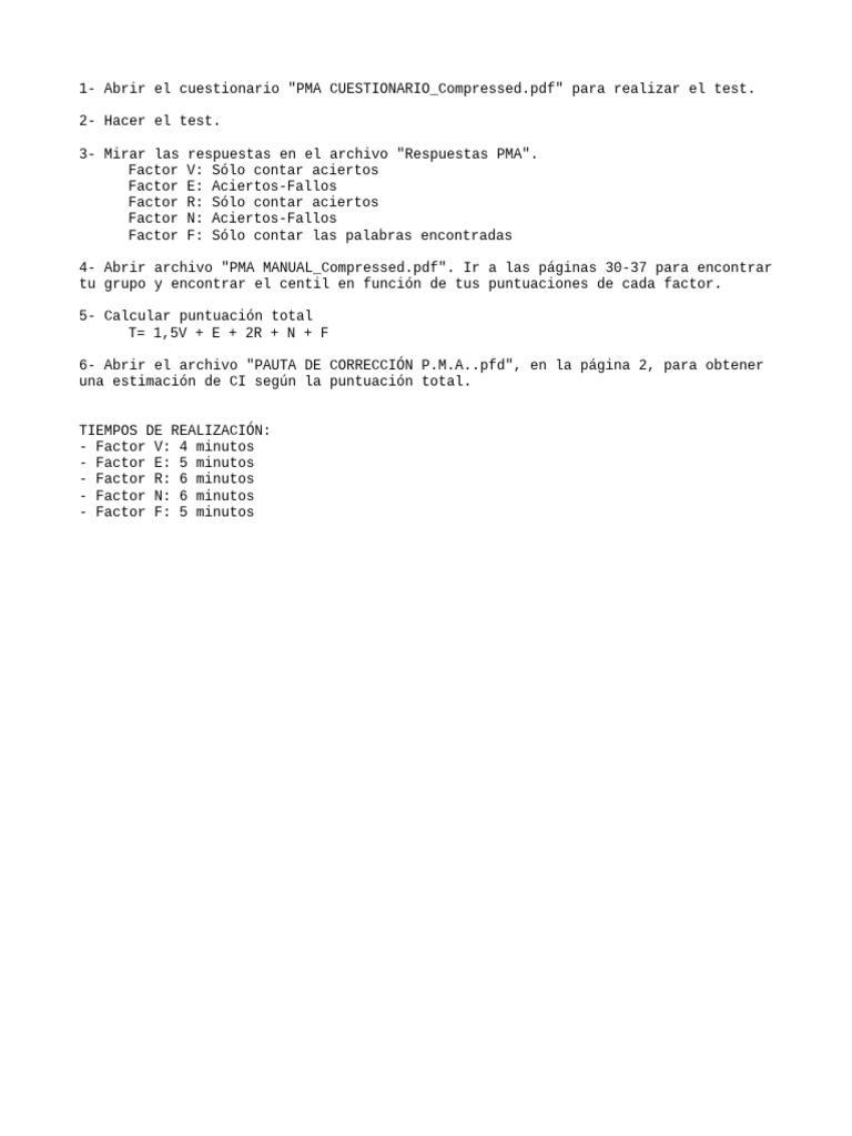 Instrucciones (PMA) | PDF