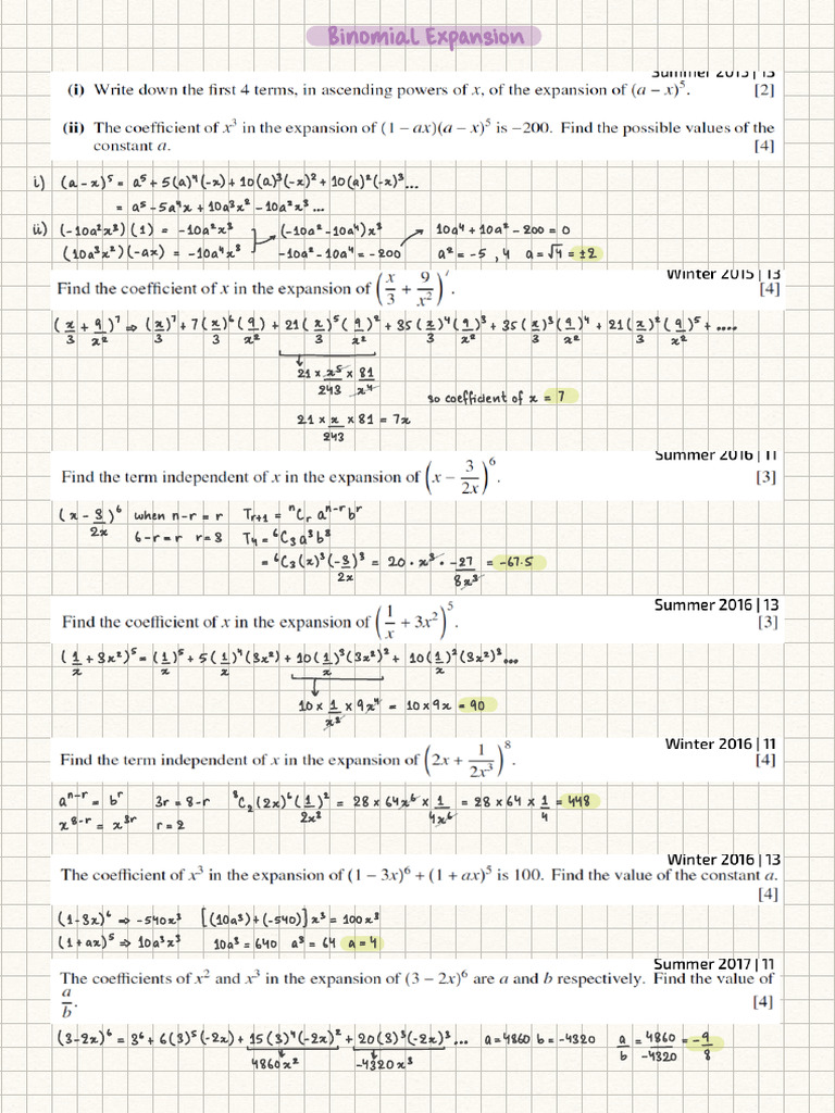 Binomial Expansion Homework | PDF | Algebra | Abstract Algebra
