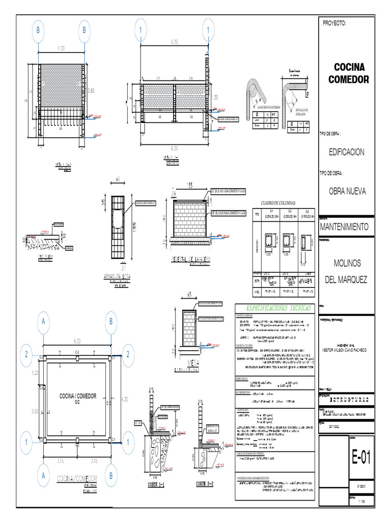 Plano Estructuras Sala Comedor-Model - PDF Final | PDF | Materiales | Albañilería