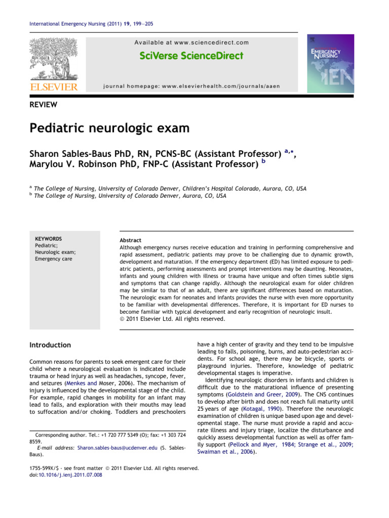 Pediatric Neurologic Exam | PDF | Nervous System