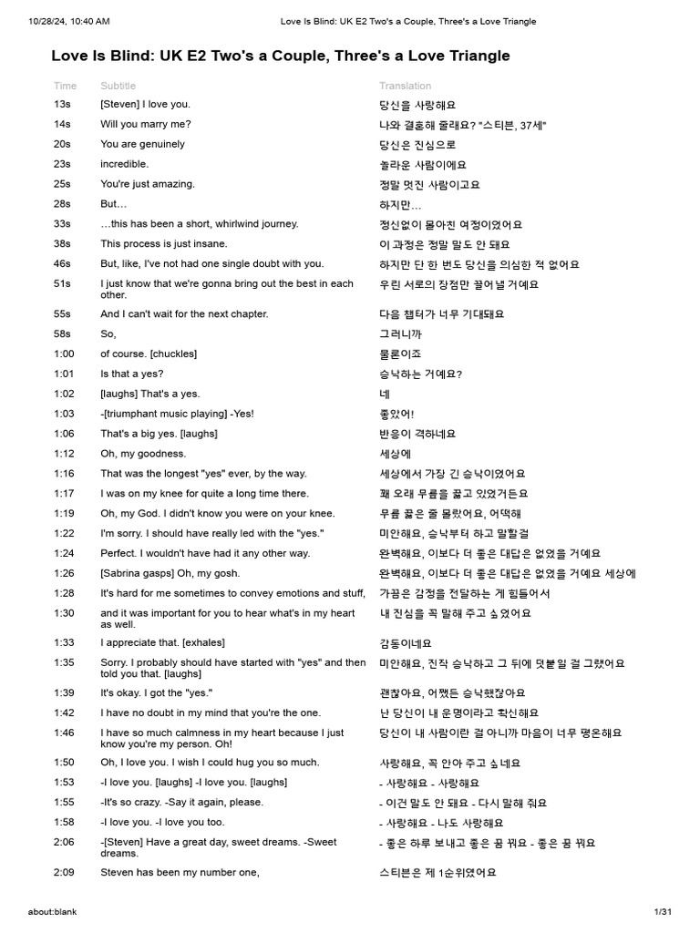 Love Is Blind - UK E2 Two's A Couple, Three's A Love Triangle | PDF