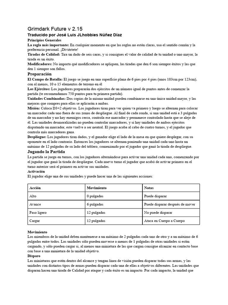 Grimdark Future - Futuro Sombrío One Page Rules | PDF | Francotirador | Militar