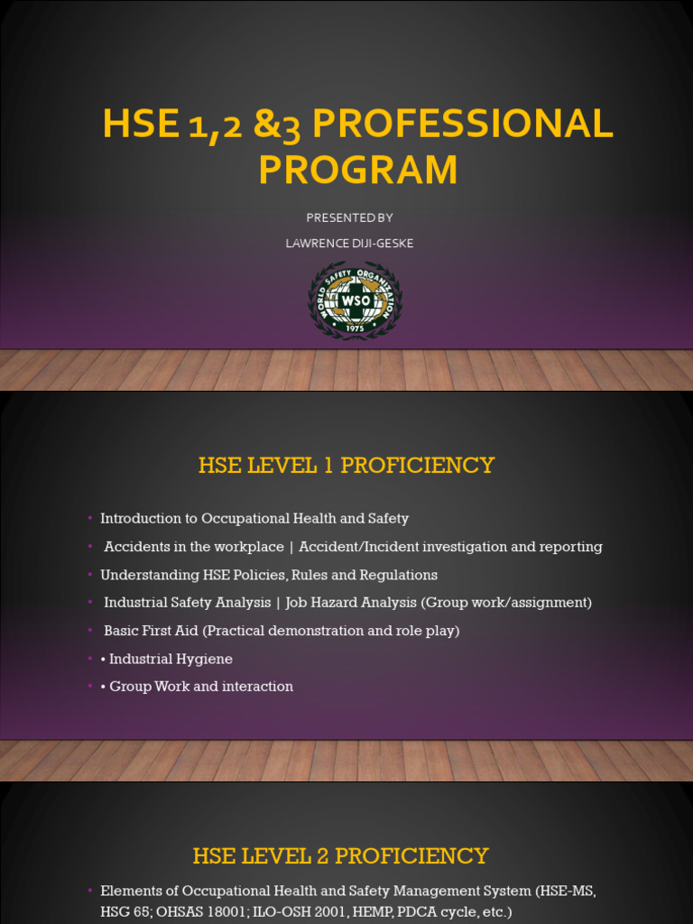 Hse 1,2 &3 Professional Program | PDF | Occupational Safety And Health ...