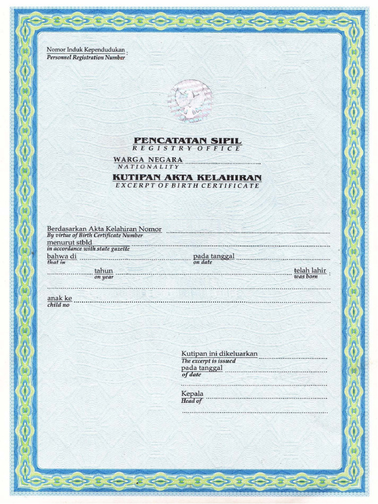 Blanko Kosong Akta Lahir | PDF