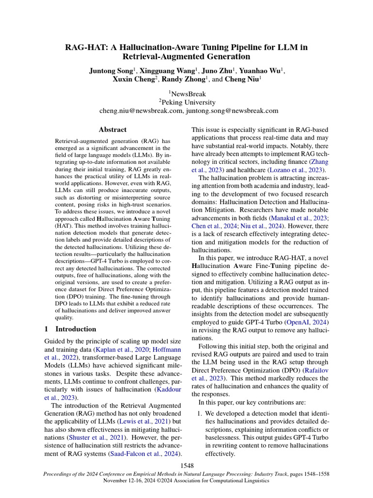 RAG-HAT: Hallucination-Aware Tuning | PDF | Information Science ...