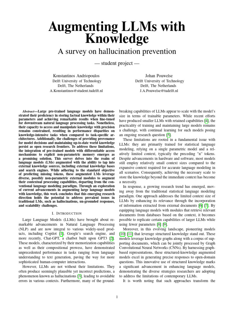 Augmenting LLMs With Knowledge - A Survey On Hallucination Prevention ... Augmenting LLMs With Knowledge - A Survey On Hallucination Prevention ...