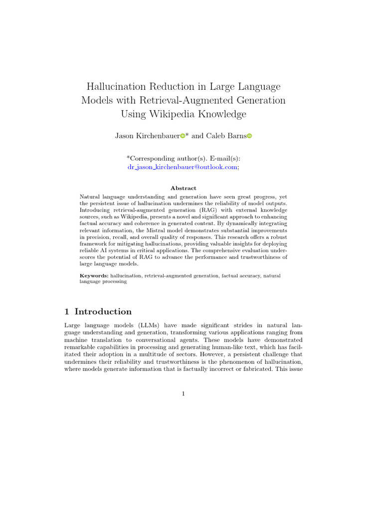 Hallucination Reduction in Large Language Models With Retrieval-Augmented Generation Using ...