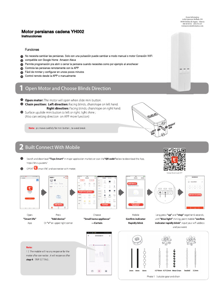 Motor Cortina Cadena WiFi Tuya Smart YH002 PDF | PDF
