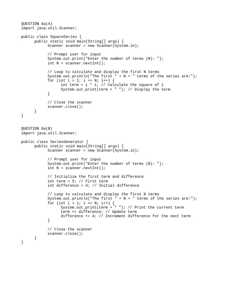Java Programs for Square and Series | PDF